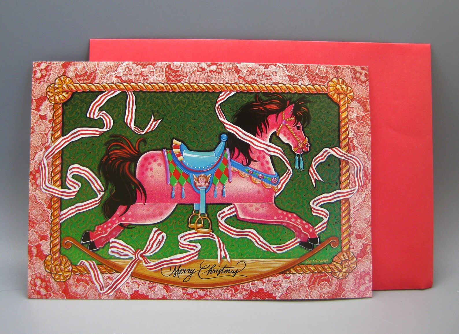 Vintage 80s 1988 Pelzman Design Paper Moon Graphics Rocking Horse ...