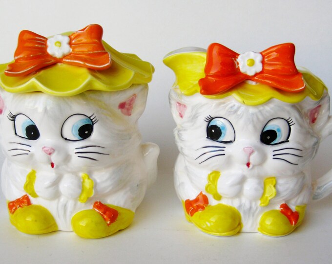 Vintage 50s Lefton Kitty Cat Figural Cream & Sugar Set - Etsy