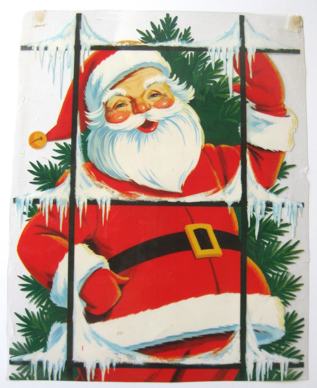 Vintage 60s Santa Claus Plastic Window Display Decoration - Etsy