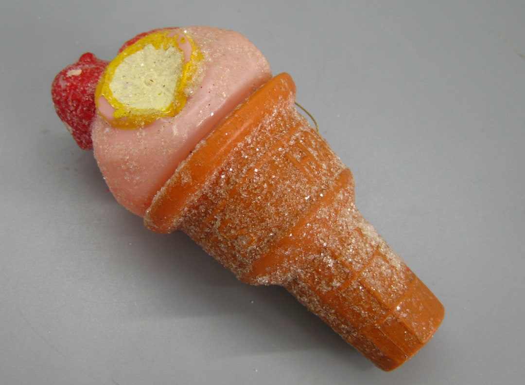 Vintage 60s Crystal Ice Sugar Plastic Ice Cream Cone Novelty Christmas ...