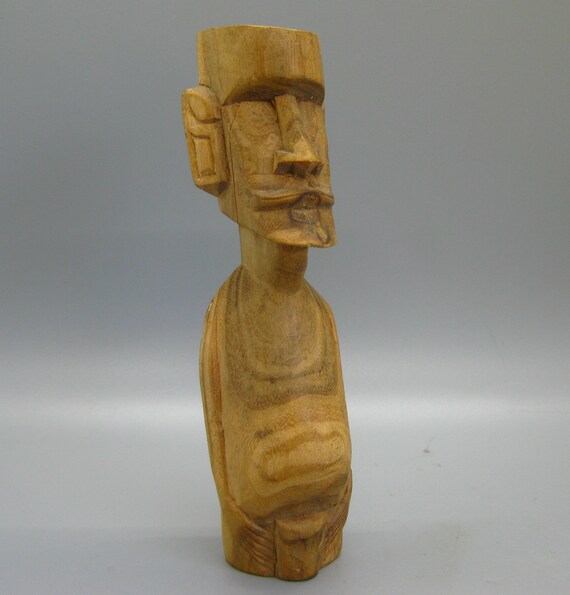 Collectibles Vintage Carved Wood Moai Tiki God Hawaiian Souvenir Statue ...