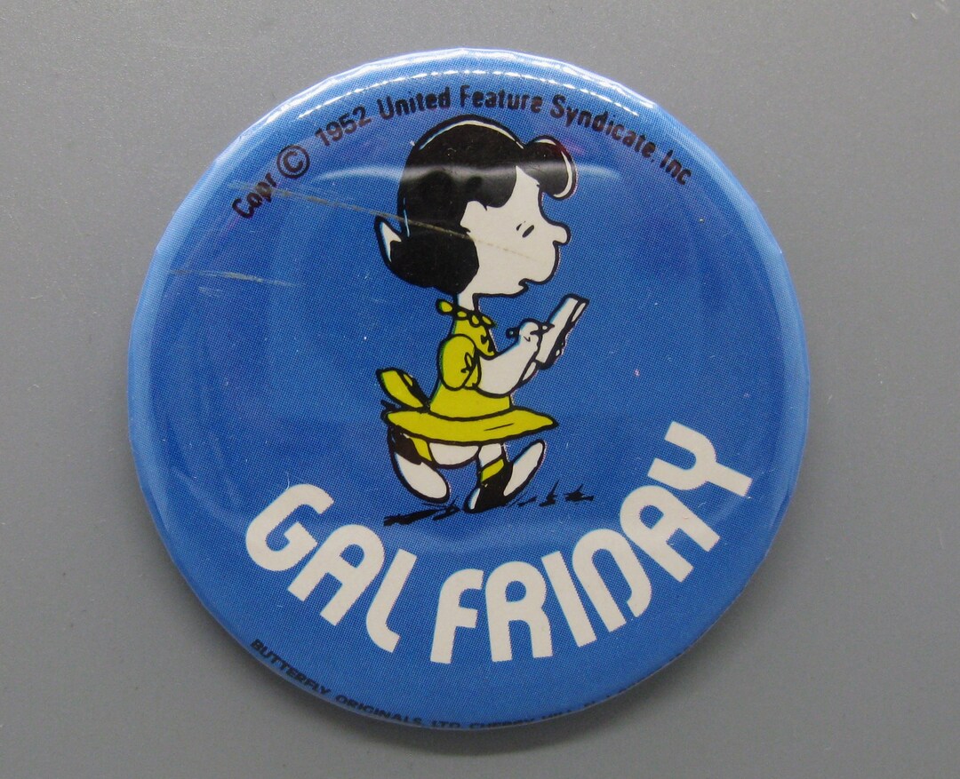 Vintage 70s Peanuts Gal Friday Lucy Pin Button Pinback - Etsy