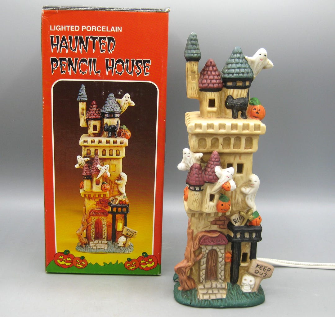 Vintage 1995 Ghost Halloween Haunted House Porcelain Electric Light ...