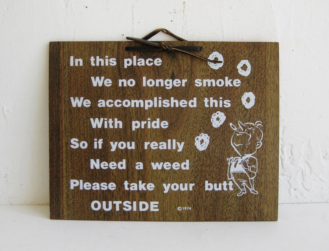 Vintage 70s No Smoking Pressboard Novelty Joke Wall Sign - Etsy
