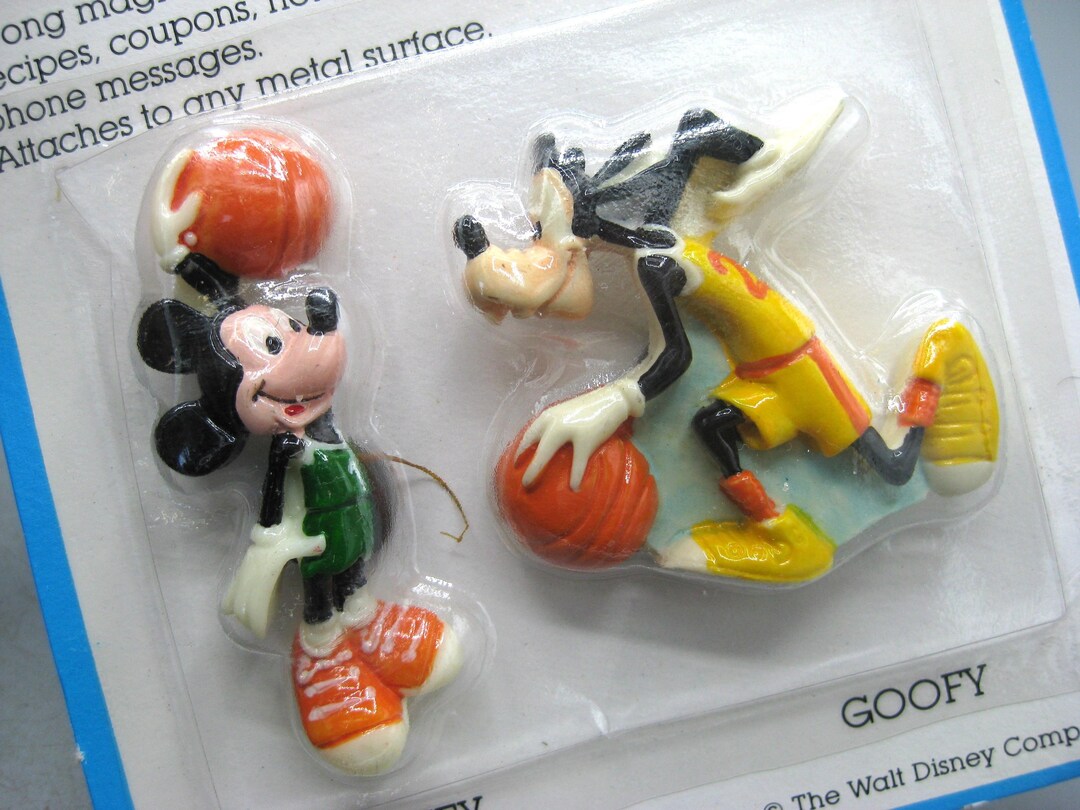 Vintage 90s Disney Mickey Mouse & Goofy Basketball Refrigerator Fridge ...