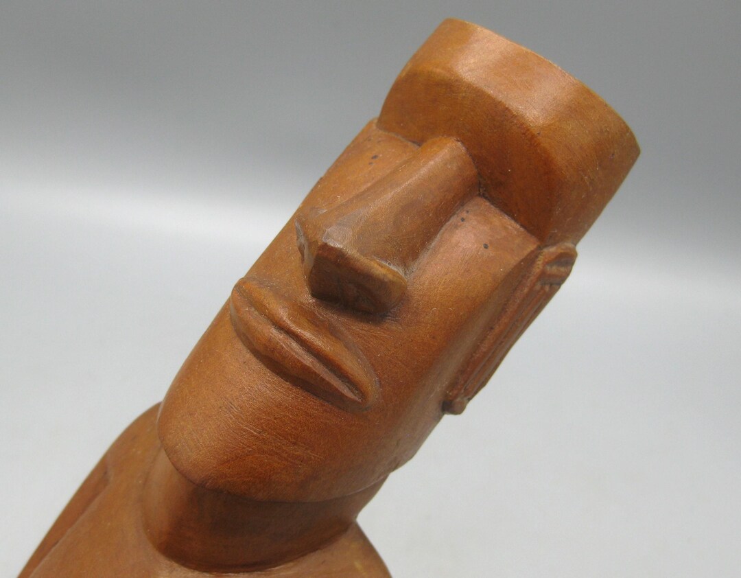 Vintage Carved Wood Moai Tiki God Hawaiian Souvenir Statue Figurine - Etsy