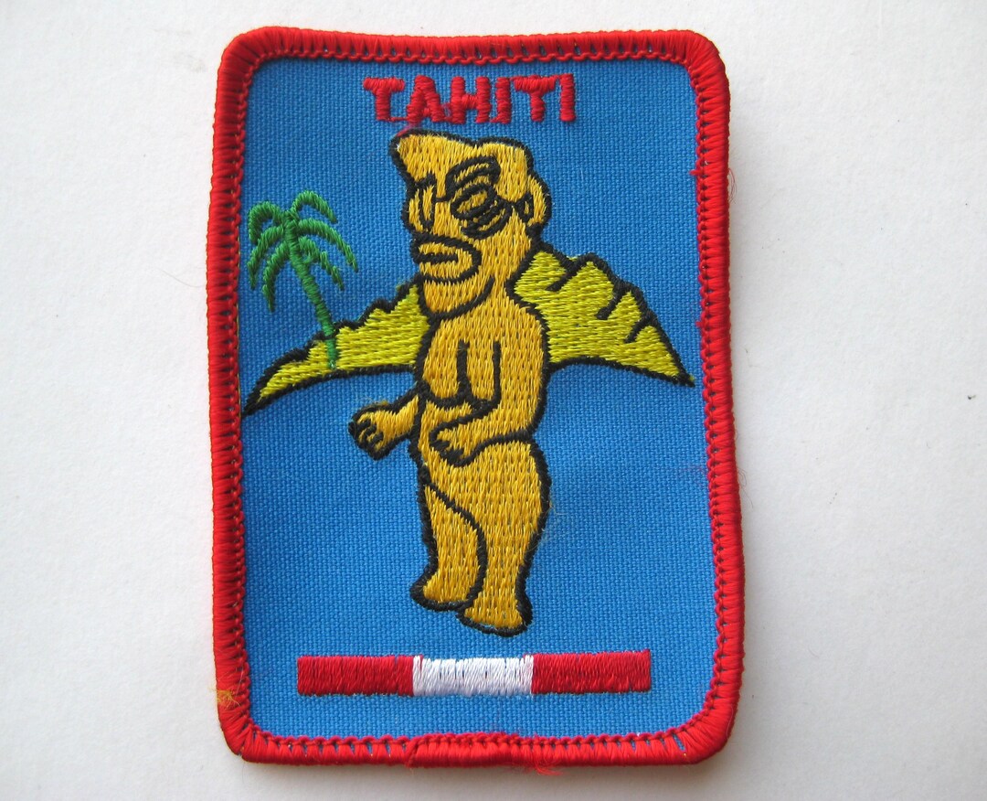 Vintage Tahiti Tiki Polynesia Embroidered Souvenir Jacket Patch - Etsy