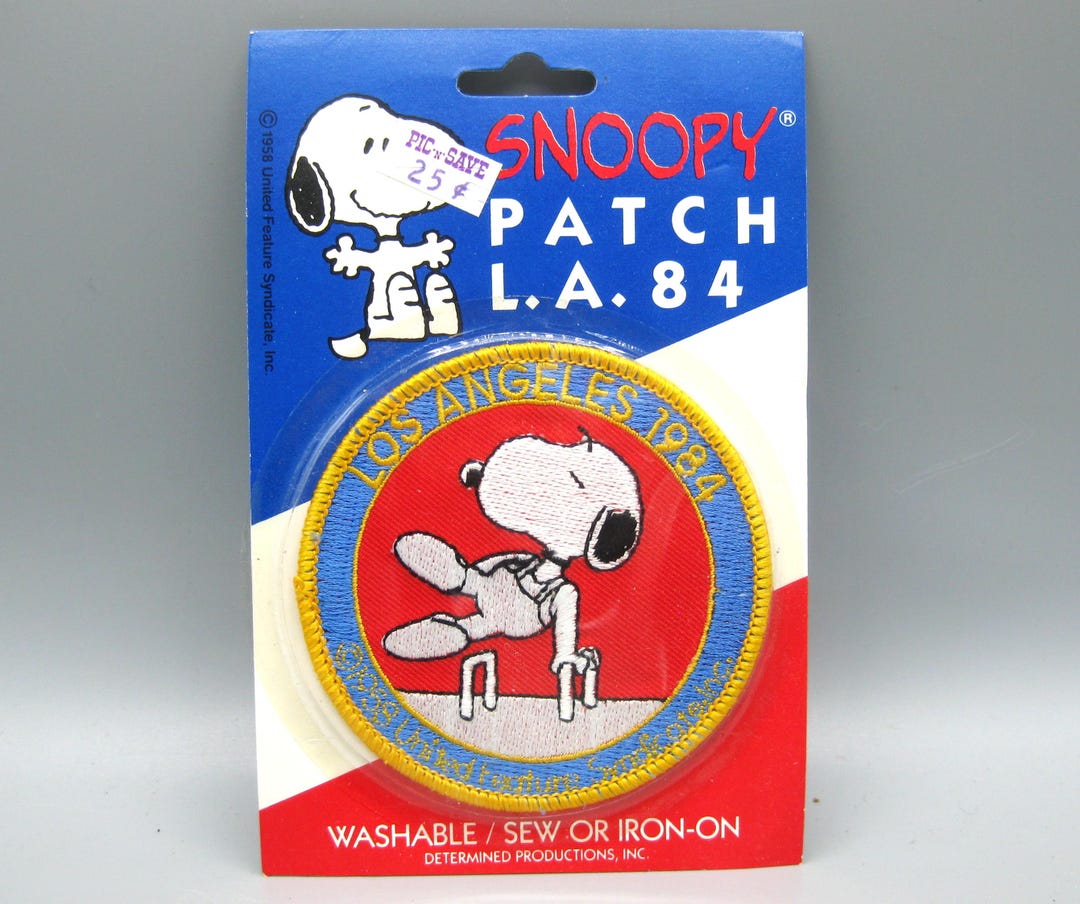Vintage 1984 Peanuts Snoopy Olympics Embroidered Applique Patch Pommel ...
