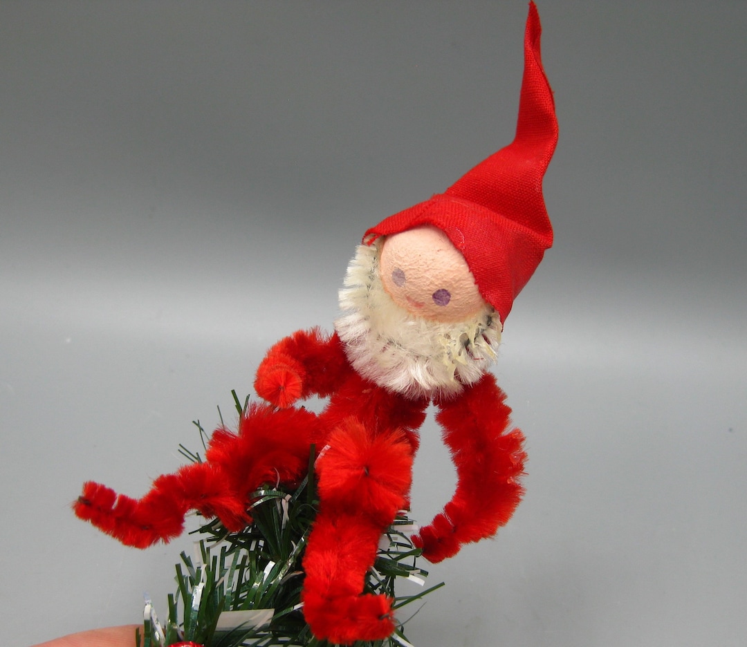 Vintage Chenille Pipe Cleaner Santa Claus Christmas Decoration - Etsy