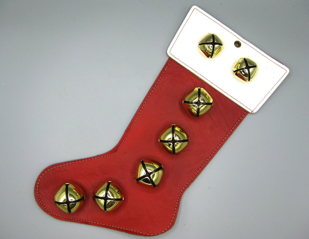 Vintage 60s Red Vinyl Stocking Front Door Christmas Jingle Sleigh Bells ...