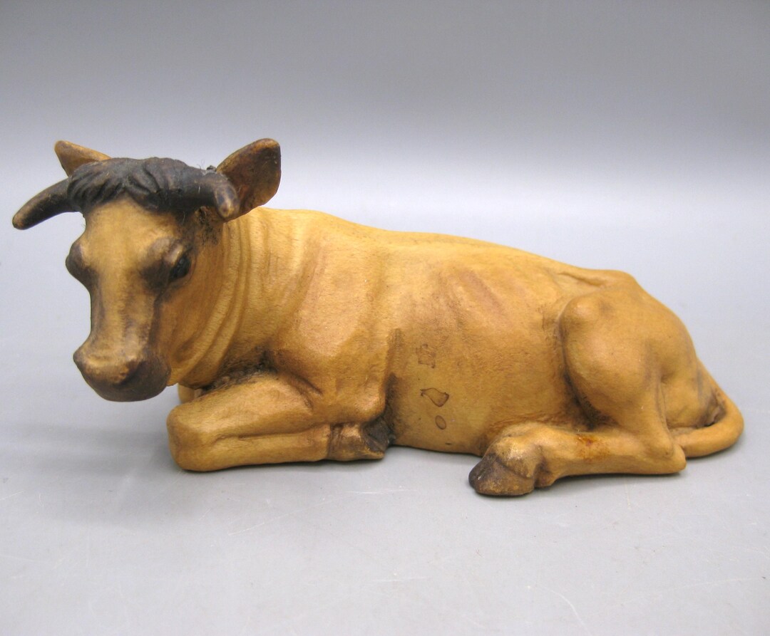 Vintage Anri Hand Carved Italian Wood Nativity Animal Ox Oxen Cow ...