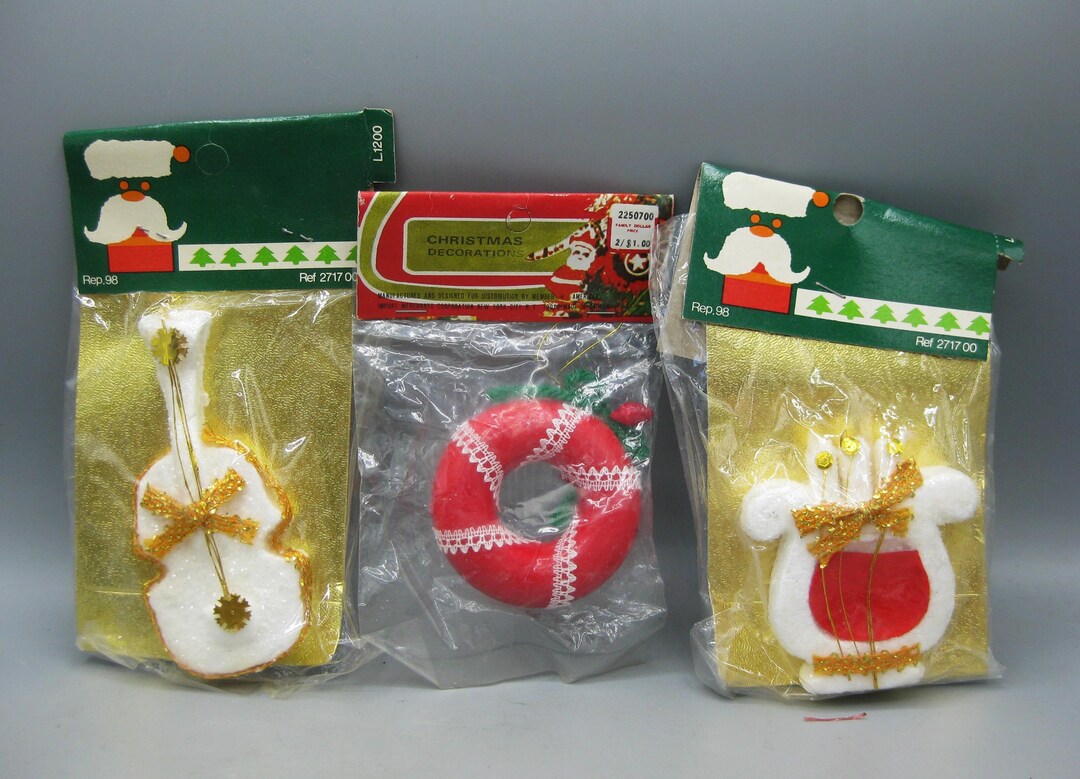 3 Vintage Styrofoam Mica Instrument Wreath Christmas Ornaments - Etsy