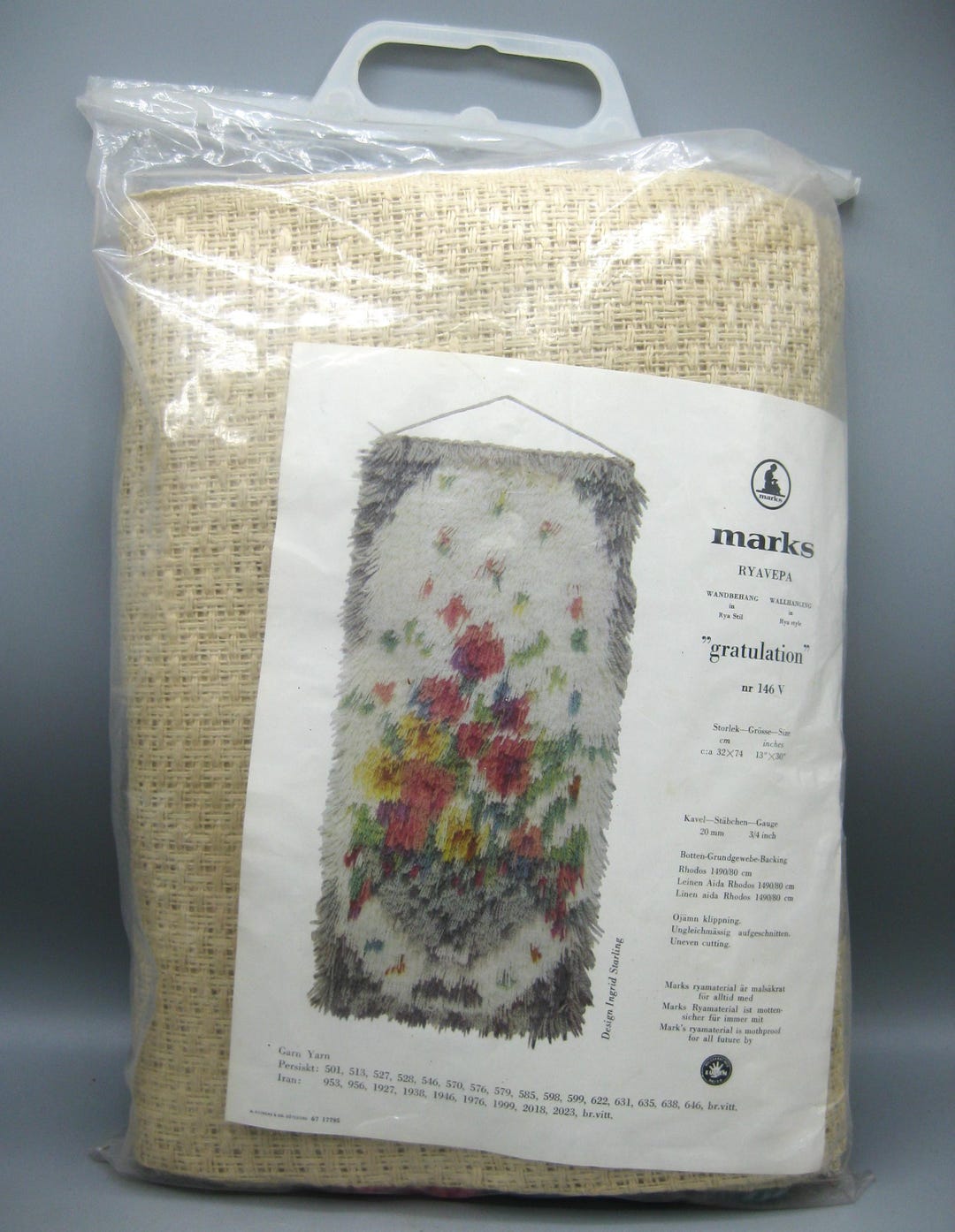 Vintage 70s Marks Swedish Rya Rug Wall Hanging Latch Hook Kit Complete ...