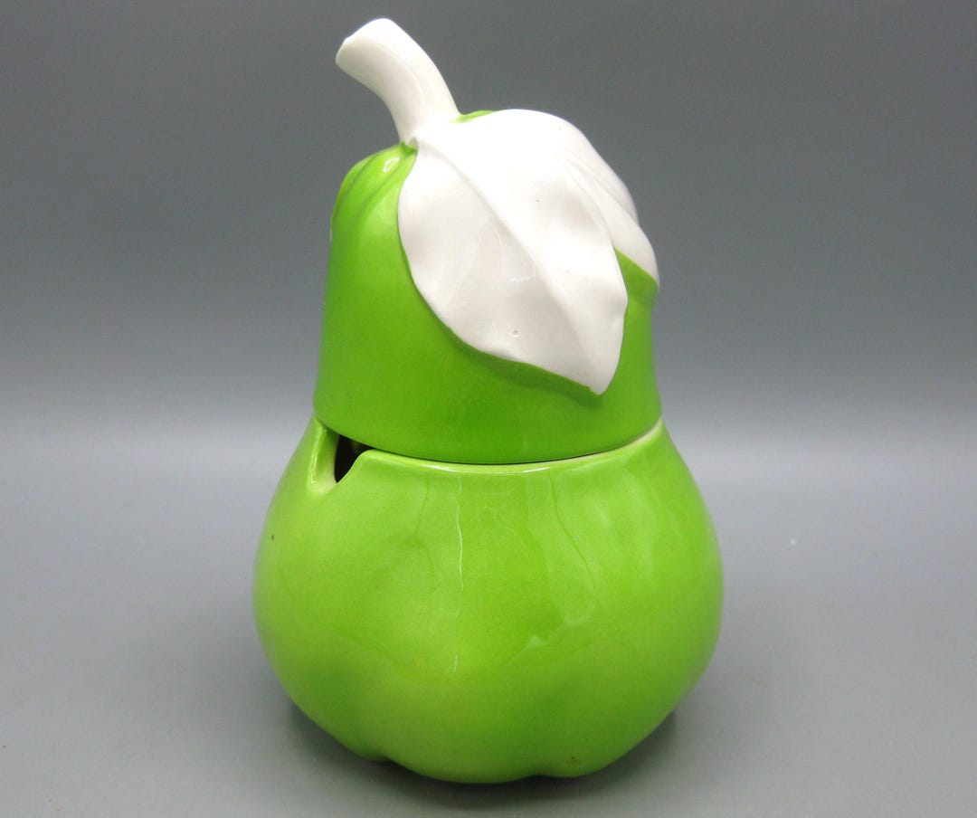 Vintage 70s Seymour Mann Green Ceramic Pear Fruit Sugar Bowl & Lid - Etsy