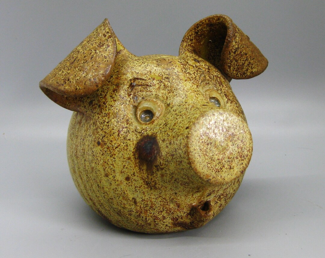 Vintage Stoneware Ceramic Art Pottery Figural Coin Pig Piggy Bank - Etsy