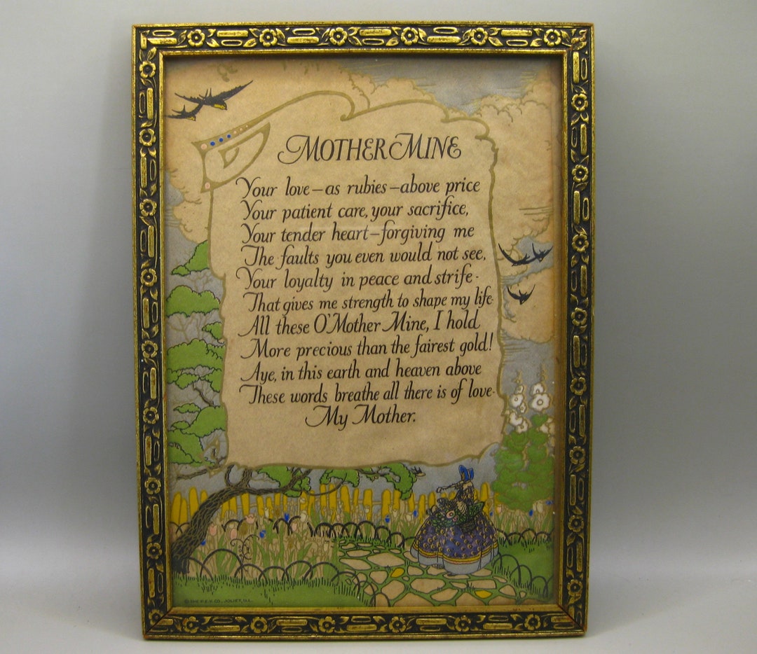 Buzza Era Motto Vintage 20s Art Deco Framed Mother Mine Motto Decor ...
