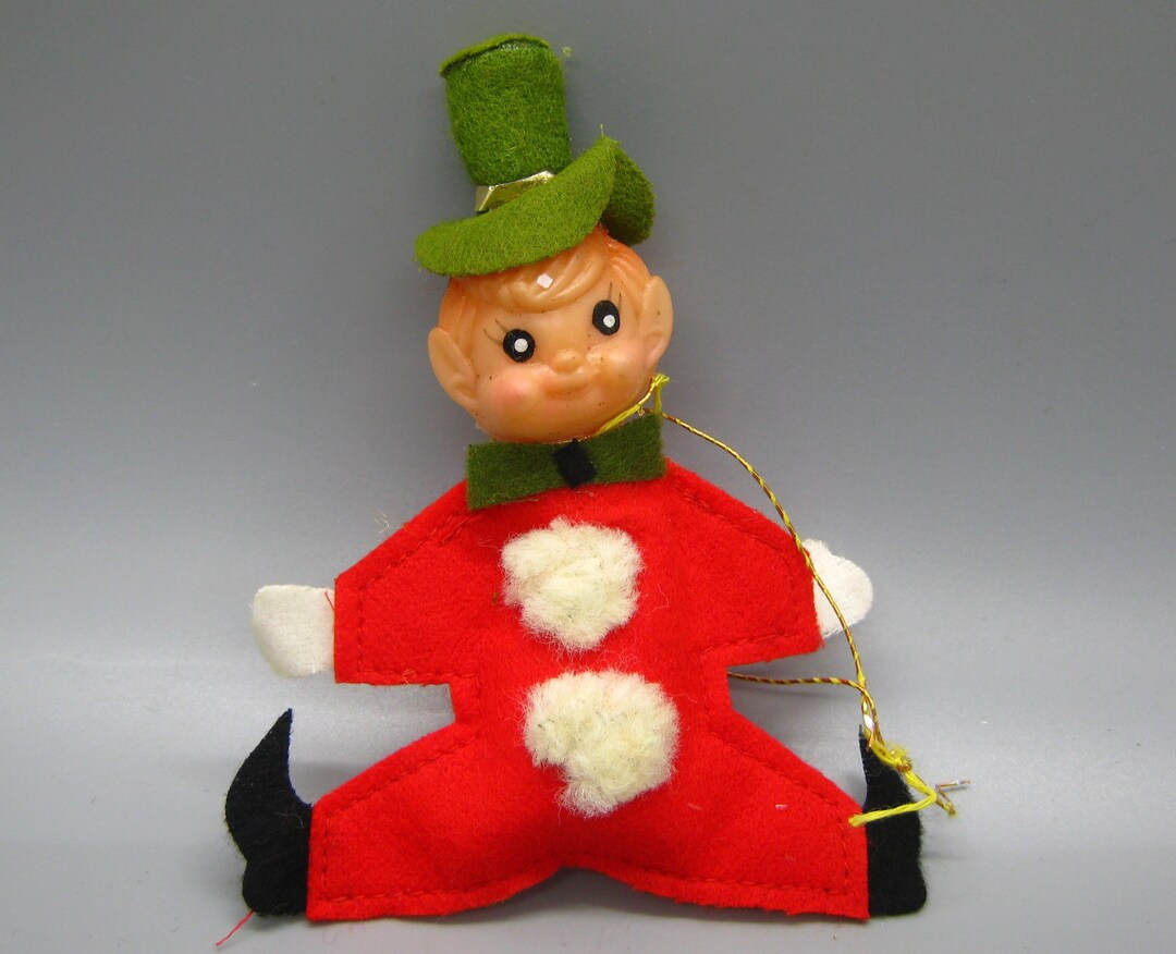 Vintage Hard Plastic Felt Clown Christmas Tree Ornament Decoration - Etsy
