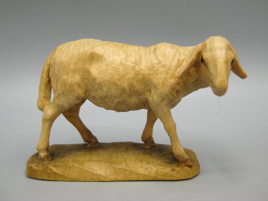 Vintage Anri Hand Carved Italian Wood Nativity Animal Lamb Sheep ...