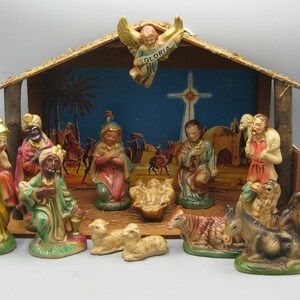 Vintage Sears Musical Light up Composition Christmas Nativity Figurine ...