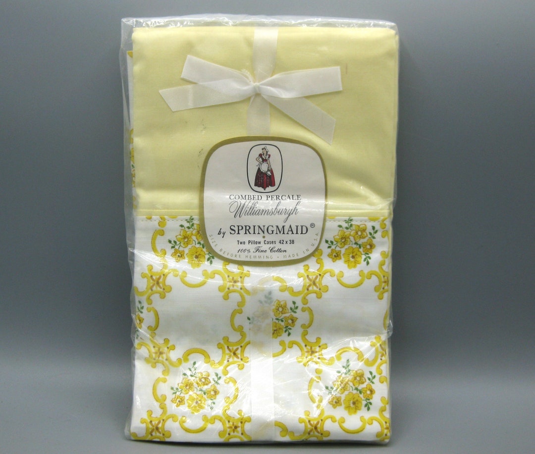 2 Vintage 60s Springmaid Yellow Combed Percale Cotton Deadstock ...