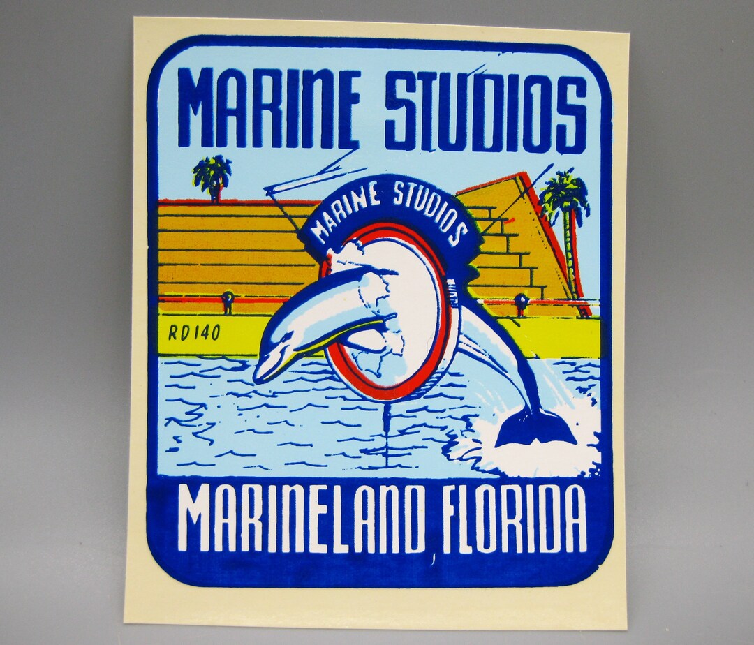 Vintage 40s Marineland Marine Studios Florida Souvenir Travel Luggage ...