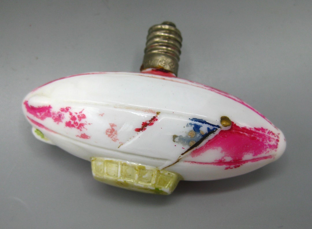 Vintage Figural Milk Glass Zeppelin C5 Electric Christmas Light Bulb ...