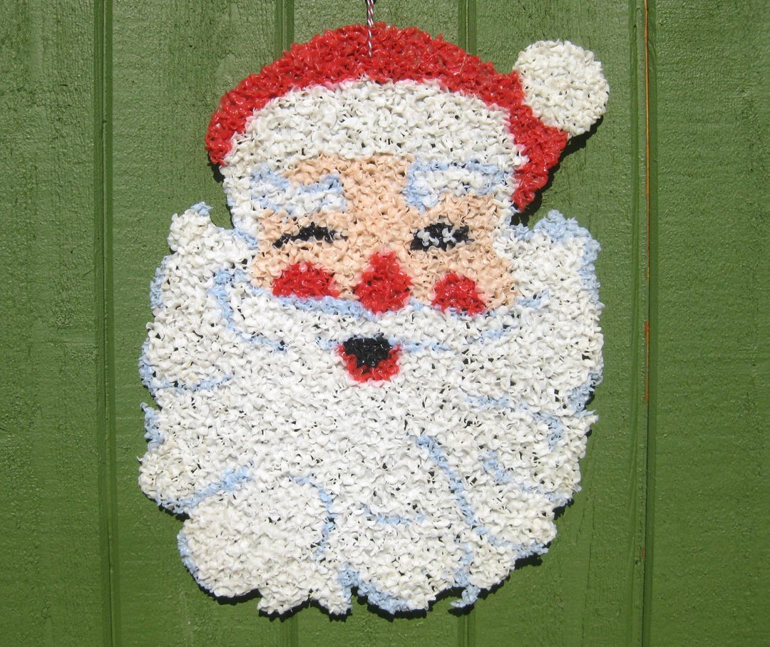 Vintage Plastic Popcorn Santa Claus Christmas Wall Hanging Decoration ...