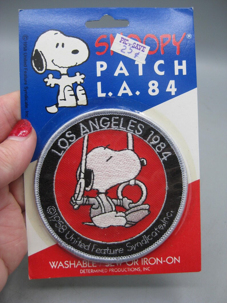 Vintage 1984 Peanuts Snoopy Olympics Embroidered Applique Patch Rings ...