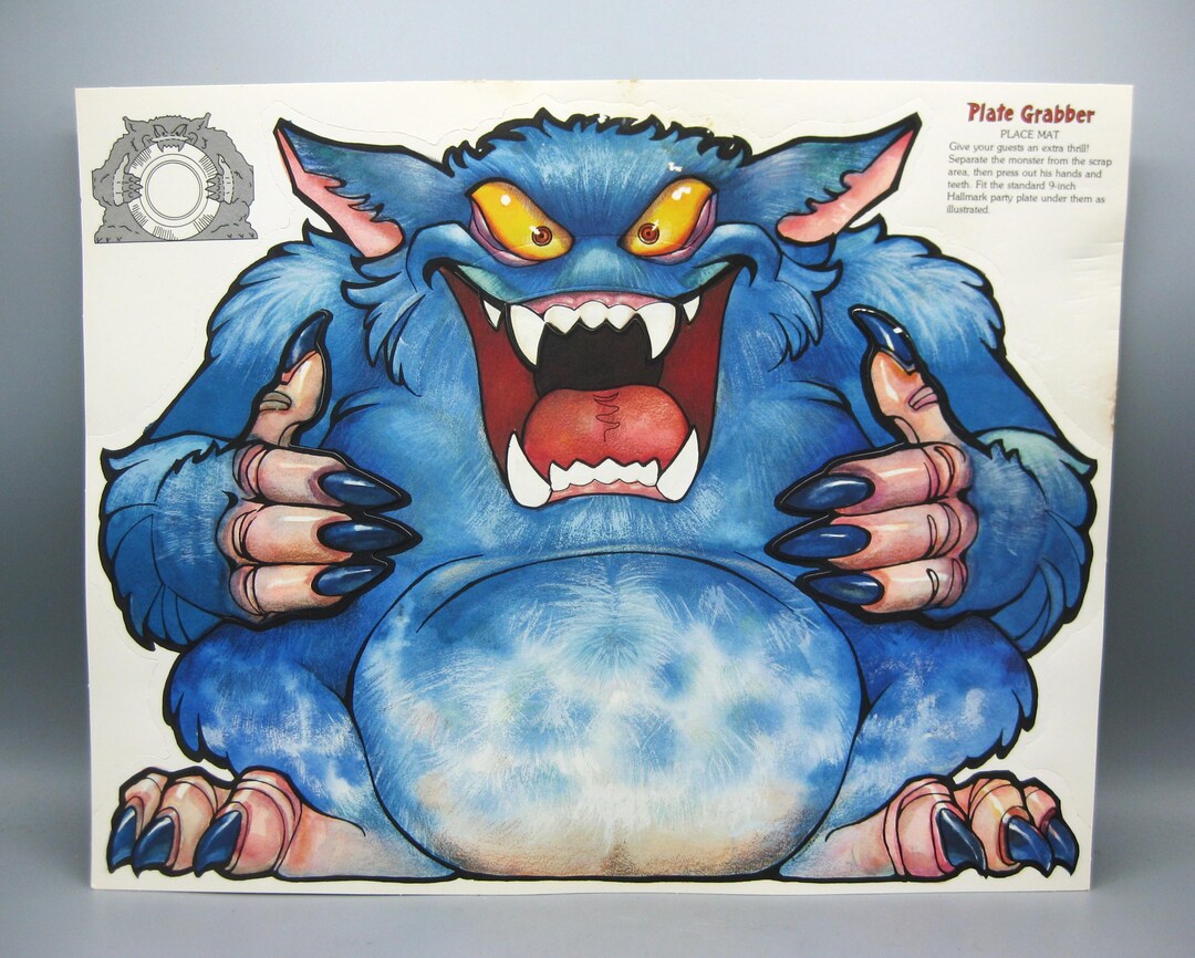 8 Vintage 80s Hallmark Monster Halloween Party Plate Grabber Placemats ...