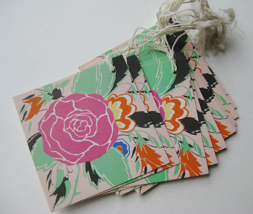 12 Vintage 20s Buzza Art Deco Pink Rose Floral Paper Bridge Tally Score ...