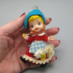 Vintage 60s Flocked Plastic Little Bo Peep Christmas Tree Ornament ...