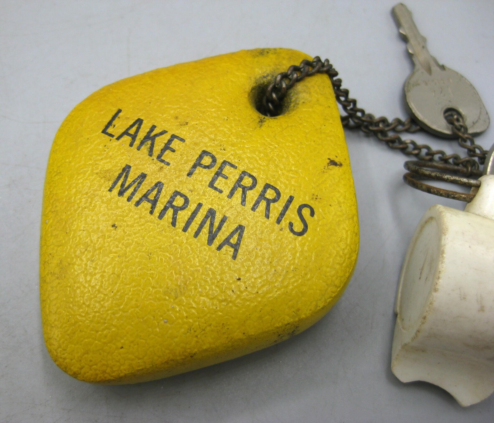 Vintage Lake Perris Marina Reservoir Boat Boating Floating Foam Key ...