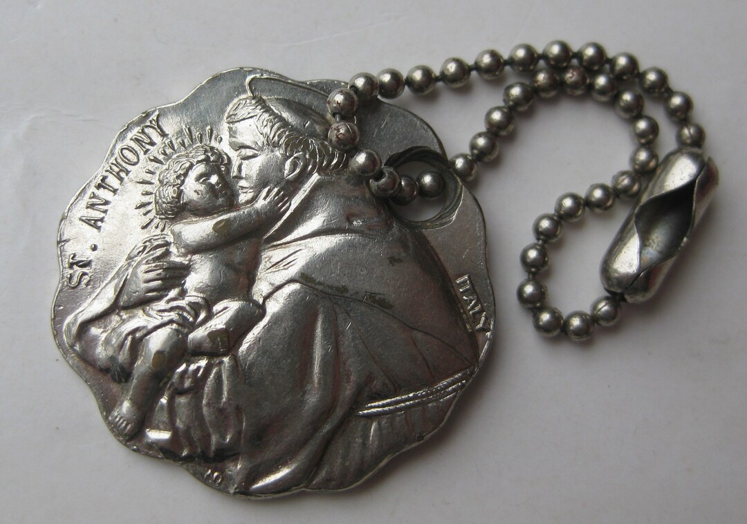 Vintage St. Anthony St. Christopher Protect Us Travel Key Chain Fob ...