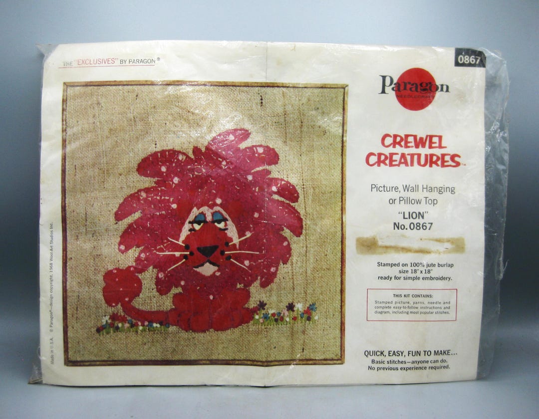 Vintage Paragon Crewel Creatures Lion Kit Complete No. 0867 - Etsy
