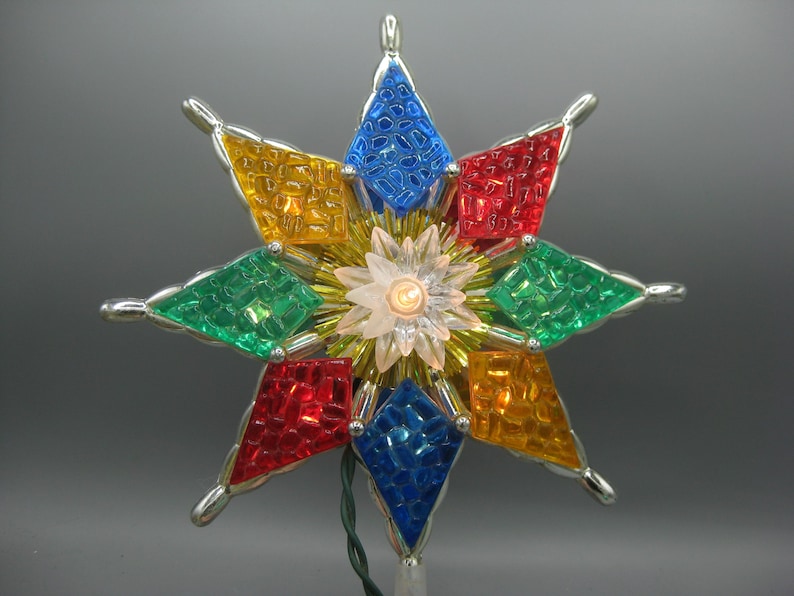 Vintage Plastic Jeweled Light up Star Novelty Electric Christmas Tree Topper Flashing Flasher - Etsy