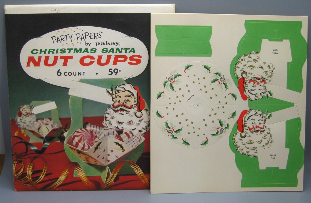 Vintage 50s Original Paper Die Cut Santa Claus Christmas Party Fold Out ...