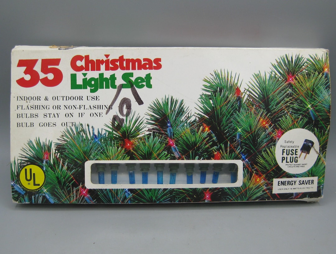 Vintage 70s Blue Miniature Electric Christmas Tree String Party Lights ...