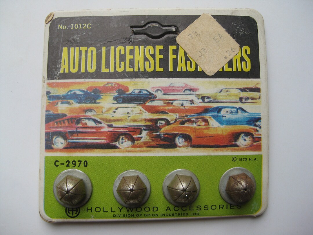 Vintage 1970 70s Auto Car License Plate Bullet Accessory Fasteners - Etsy