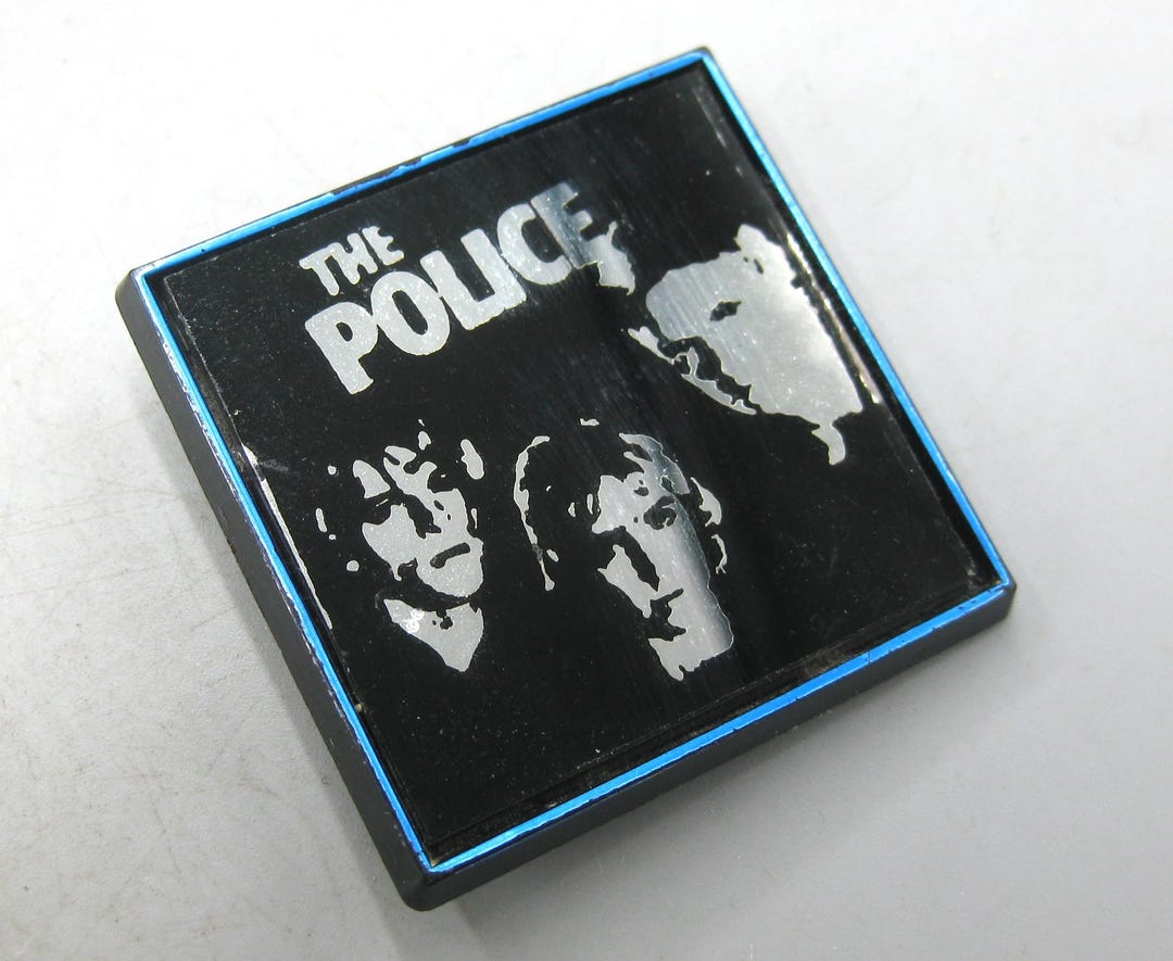 Vintage 70s Glass Mirror the Police Outlandos D'amour Plastic Pin ...