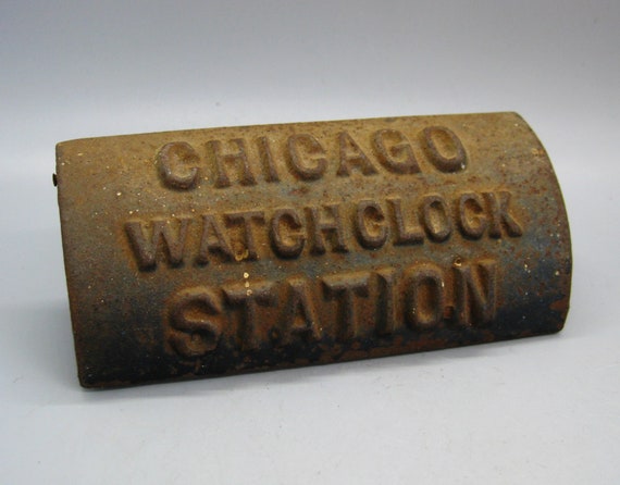Vintage Cast Iron Chicago Watchclock Station Security Guard Box & Key ...