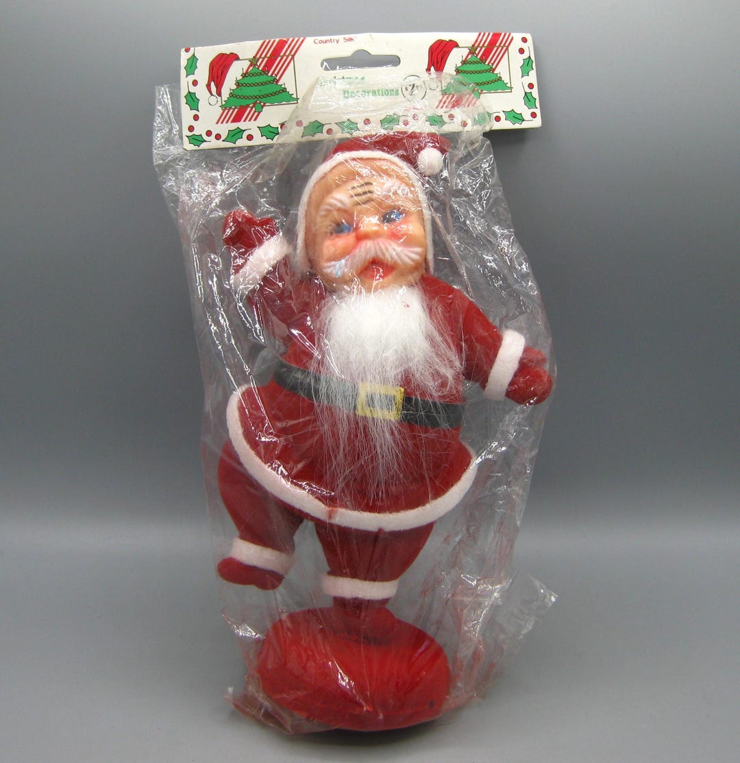 Vintage Flocked Dancing Santa Claus Christmas Tabletop 9 Decoration - Etsy