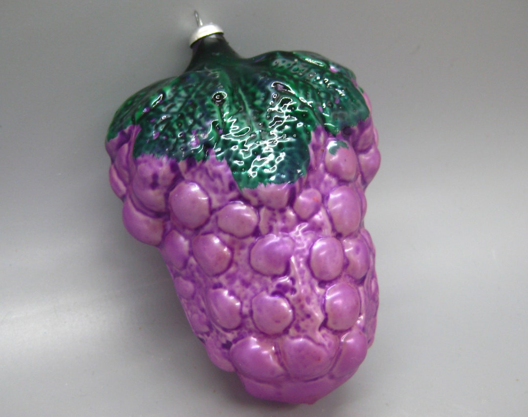 West German Purple Glass Grape Cluster Grapes Fruit Vintage Christmas ...