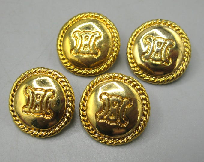 4 Vintage 70s Celine Paris Gold Rope Edge Logo Shirt Dress Jacket ...