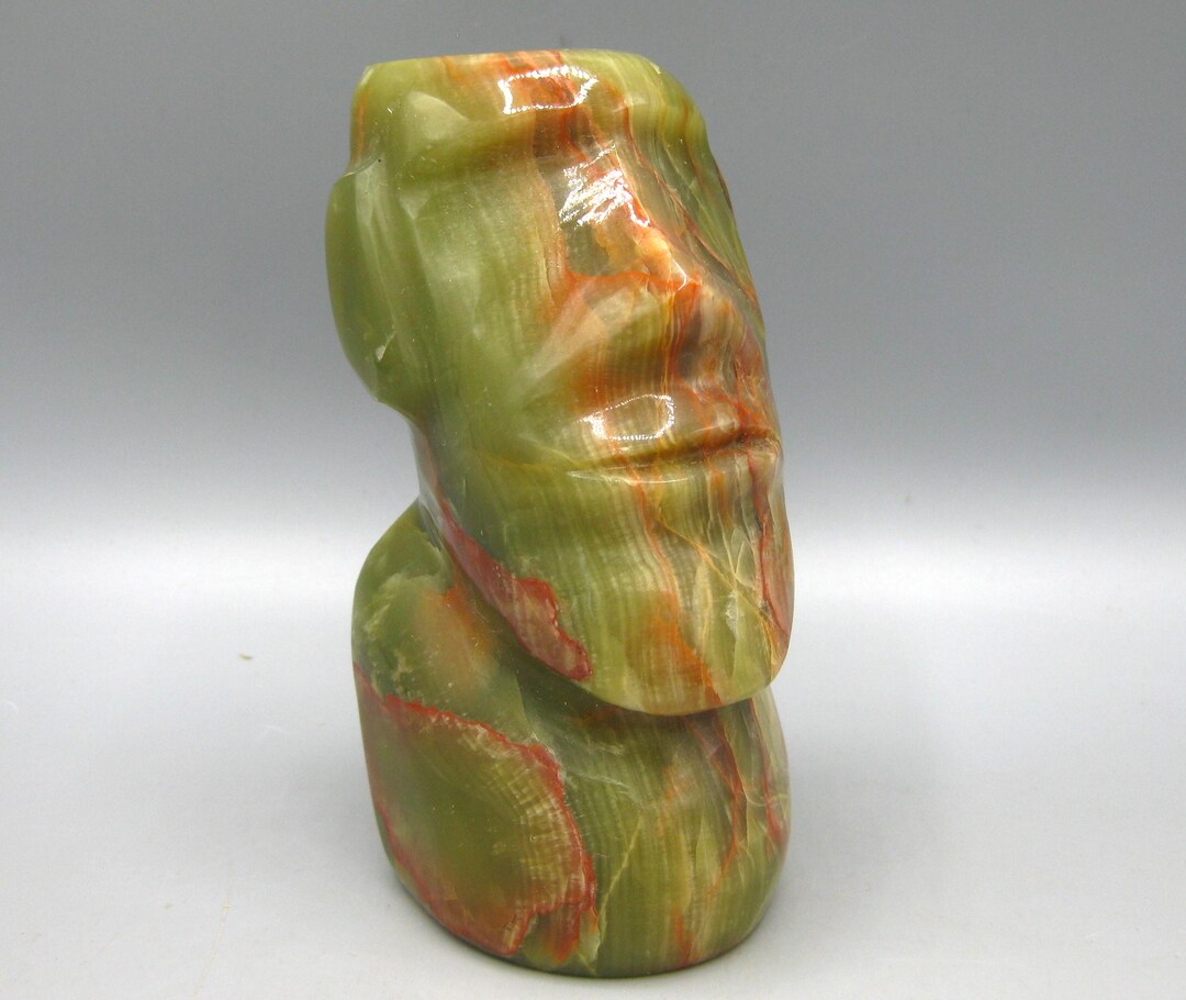 Vintage Carved Green Onyx Moai Tiki God Easter Island Rapa Nui Statue ...
