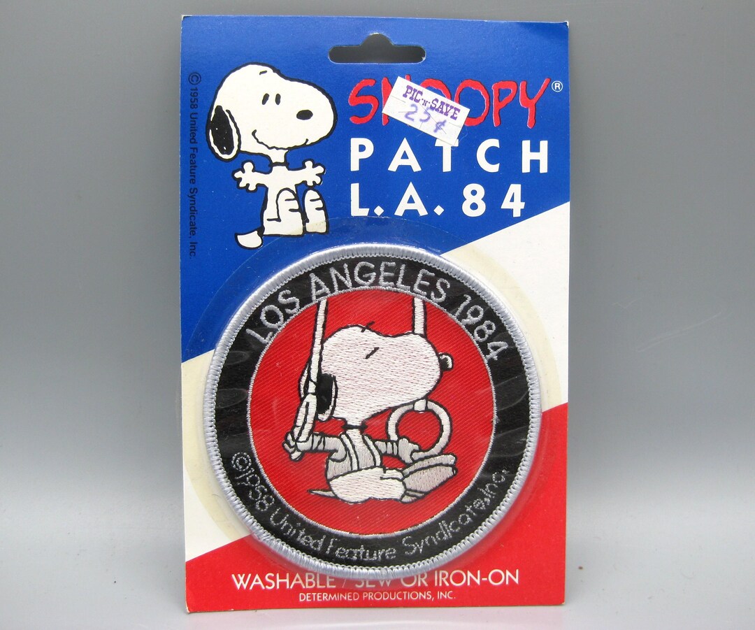 Vintage 1984 Peanuts Snoopy Olympics Embroidered Applique Patch Rings ...