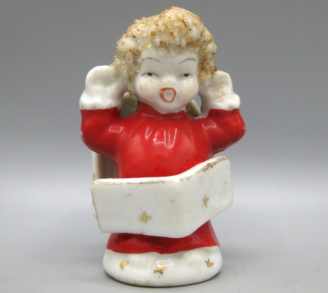 Vintage 50s Porcelain Yelling Christmas Angel Figurine - Etsy