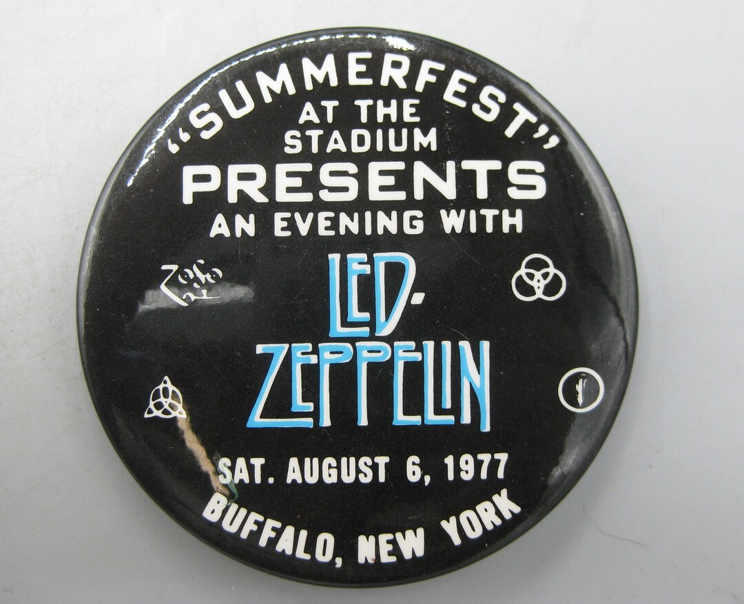 Vintage 1977 Led Zeppelin Summerfest Buffalo Stadium New York Pin ...