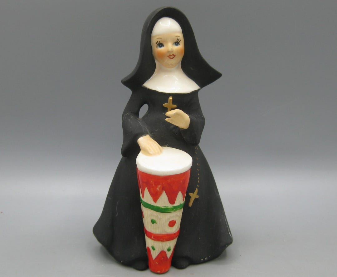 Vintage 50s Napco Napcoware Porcelain Bongo Drum Player Nun Figurine ...