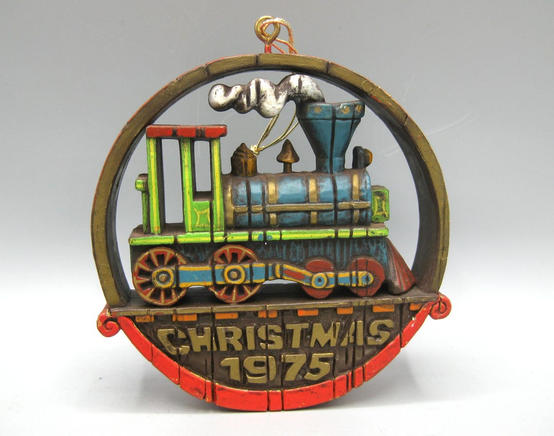 Vintage 1975 Hallmark Christmas Train Round Holiday Ornament - Etsy