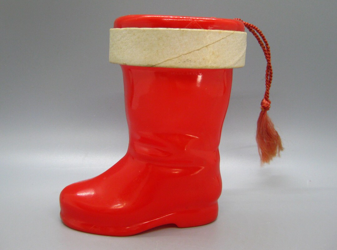 Vintage 50s Red Plastic Santa Claus Boot Christmas Candy Container - Etsy